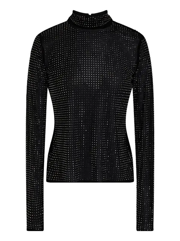 Simkhai Crystal-embellished Jersey Turtleneck Top - Black