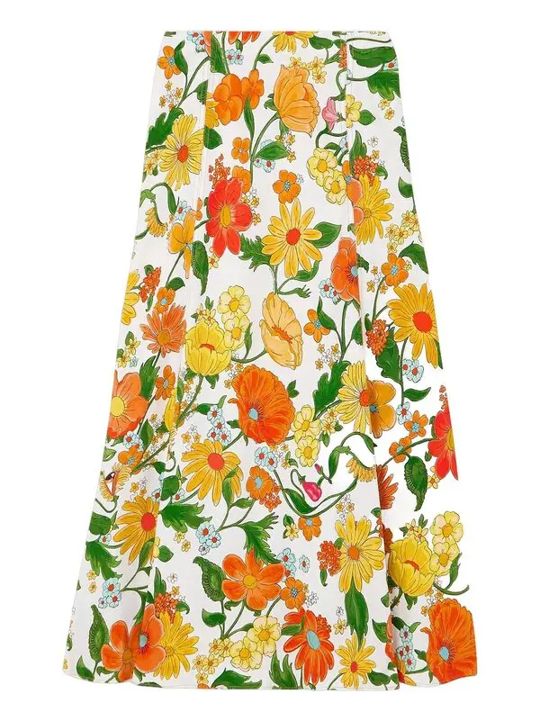 Stella McCartney Floral-print Twill Midi Skirt - Yellow