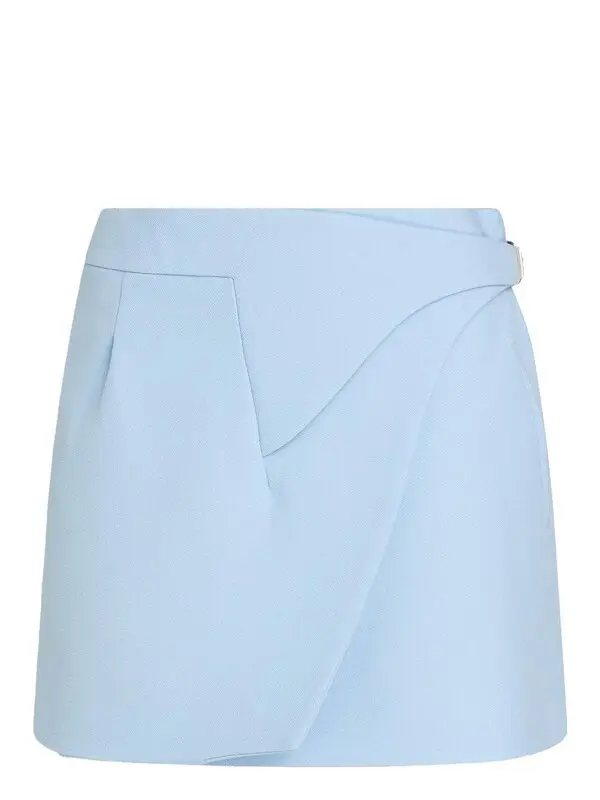 Wardrobe.NYC Grain De Poudre Wool Mini Wrap Skirt - Light Blue
