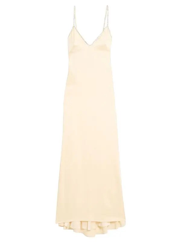 Monique Lhuillier Crystal-embellished Satin Gown - Cream