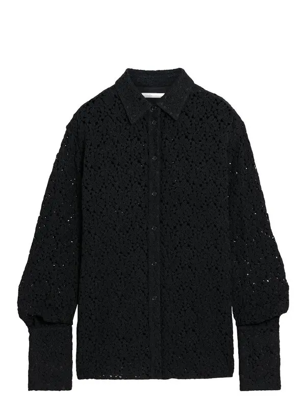 Another Tomorrow Crocheted Cotton Shirt - Black