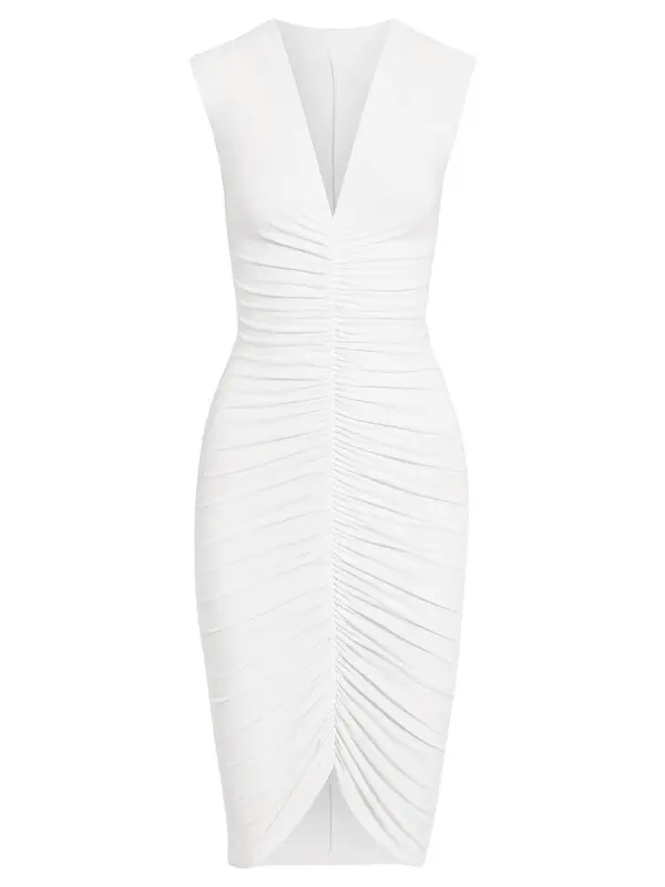 Norma Kamali Ruched Stretch-jersey Dress - White