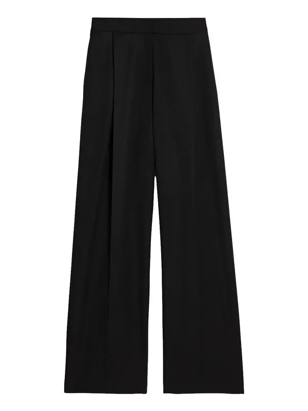 Oscar De La Renta Wool-blend Wide-leg Pants - Black