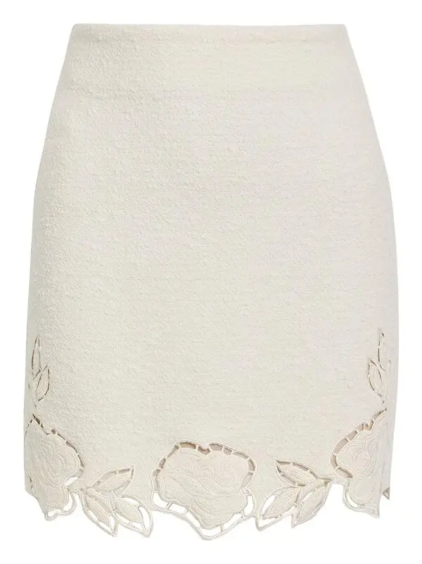 Oscar De La Renta Embroidered Cotton-blend Tweed Mini Skirt - Ivory