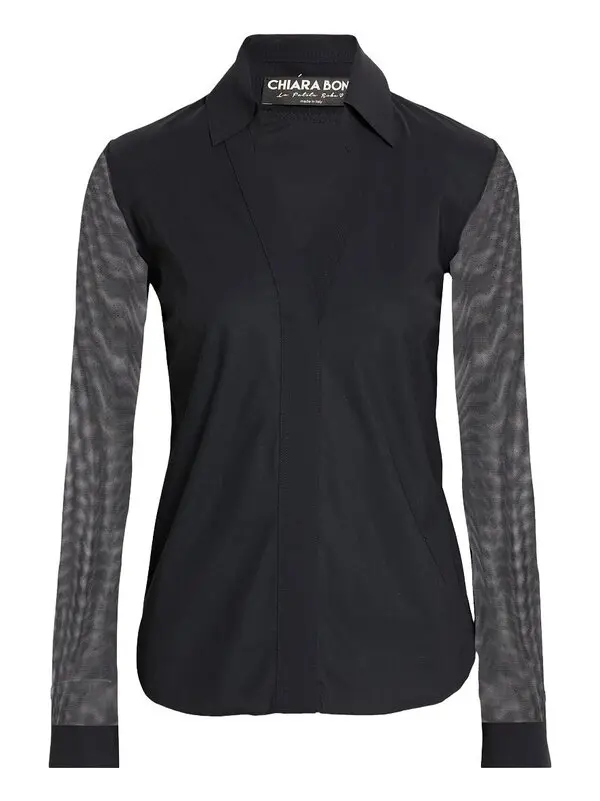 Chiara Boni La Petite Robe Kai Stretch-jersey And Mesh Shirt - Black