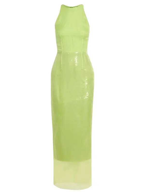EMILIA WICKSTEAD Winslet Sequined Organza Maxi Dress - Lime Green