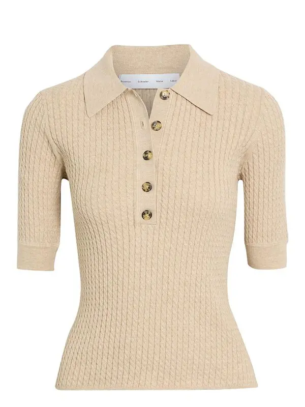 Proenza Schouler Sera Cable-knit Polo Sweater - Sand