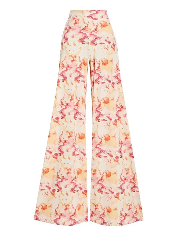 Chiara Boni La Petite Robe Sklya Floral-print Wide-leg Pants - Ecru