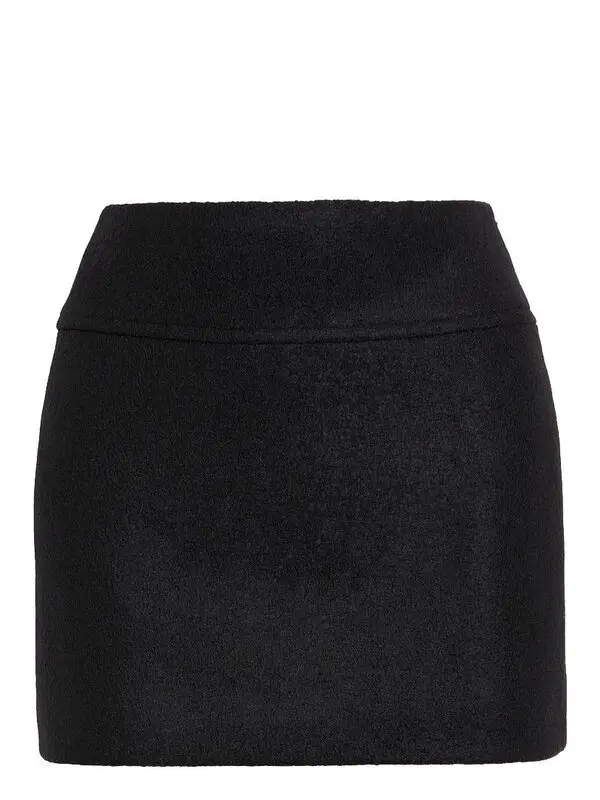Another Tomorrow Wool Mini Skirt - Black