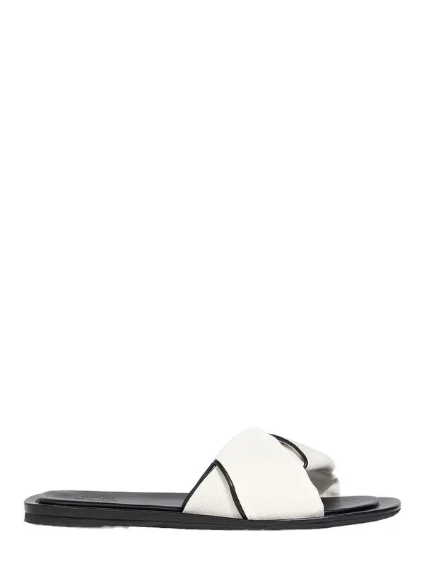 Loulou De Saison Noa Leather-trimmed Faille Slides - Off-white