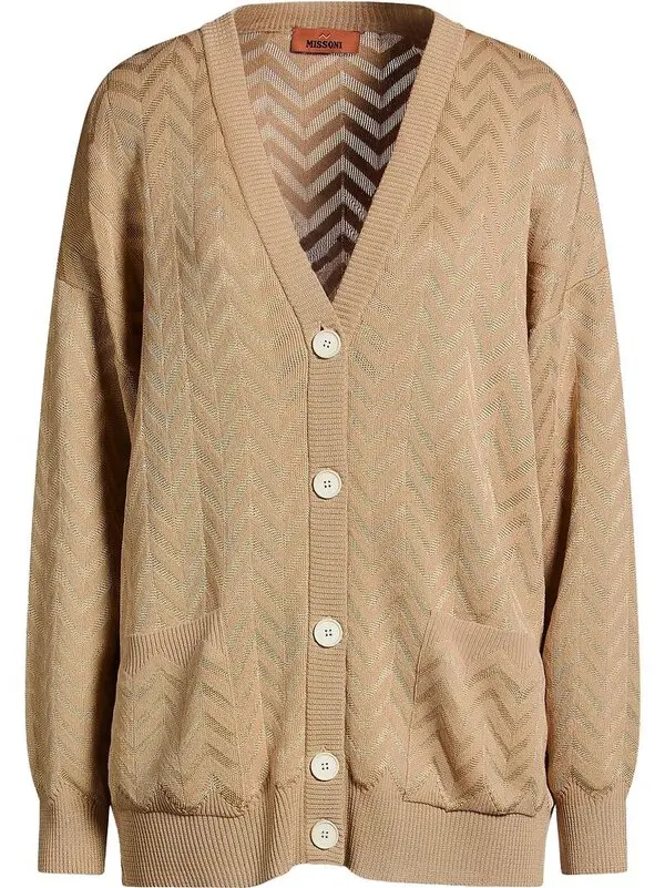 Missoni Crochet-knit Cotton-blend Cardigan - Camel