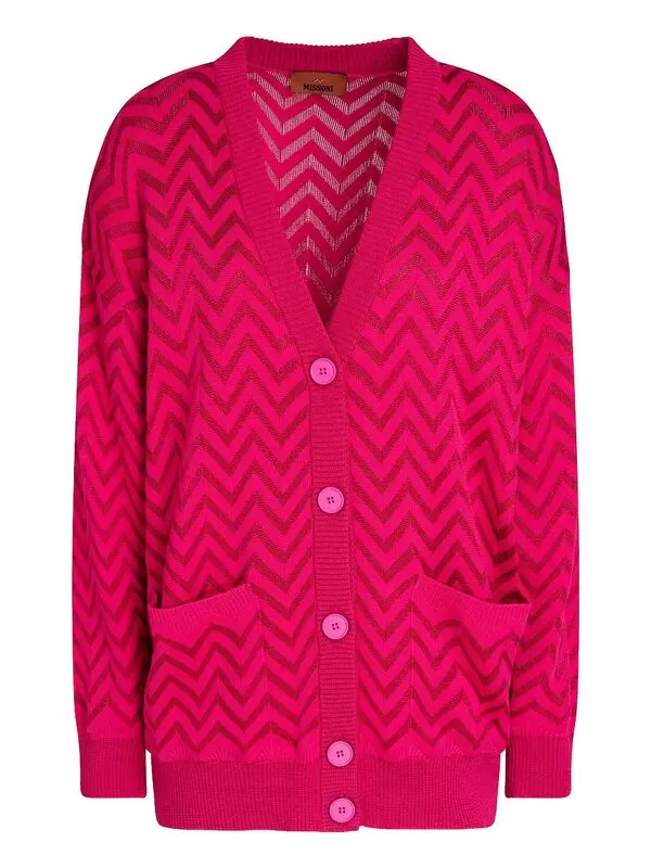 Missoni Crochet-knit Cotton-blend Cardigan - Fuchsia
