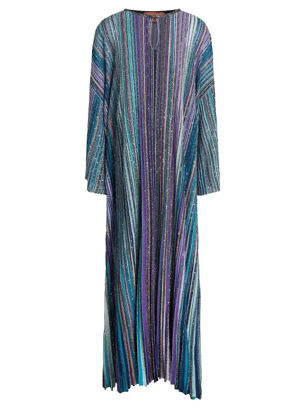 Missoni Metallic Striped Ribbed-knit Maxi Dress - Violet
