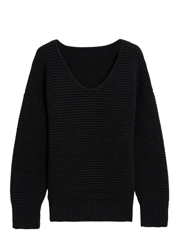 Another Tomorrow Ribbed Merino Wool-blend Sweater - Black