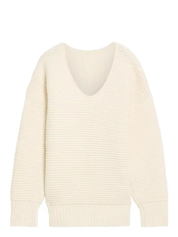Another Tomorrow Ribbed Merino Wool-blend Sweater - Cream