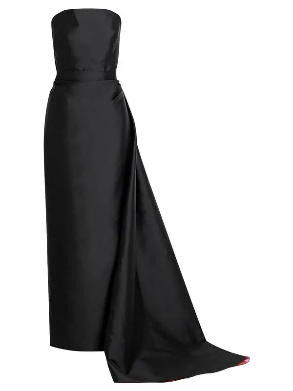 Monique Lhuillier Strapless Draped Gown - Black