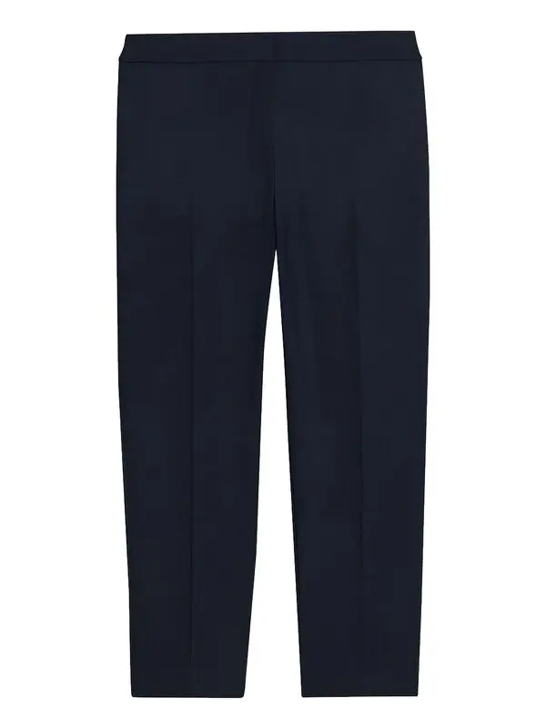 Oscar De La Renta Tapered Wool-blend Pants - Navy