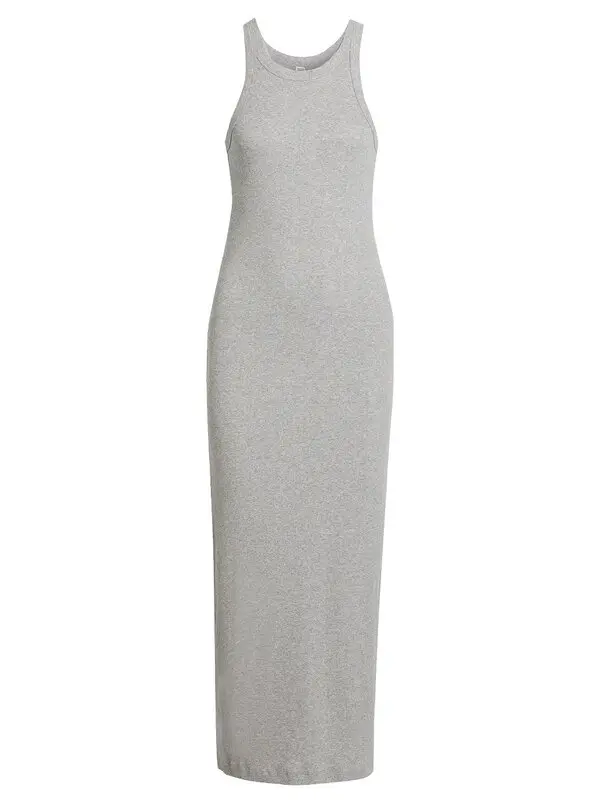 TOTEME Ribbed Cotton-blend Jersey Maxi Dress - Light Gray