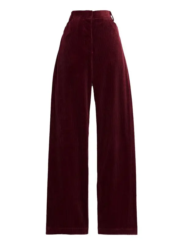Another Tomorrow Cotton-corduroy Wide-leg Pants - Burgundy