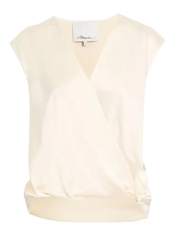 3.1 Phillip Lim Wrap-effect Satin Top - Ivory