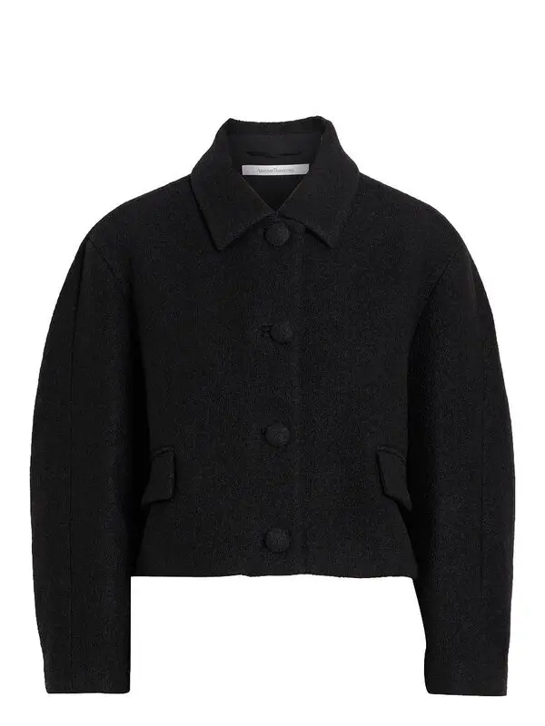 Another Tomorrow Cropped Wool-felt Jacket - Black