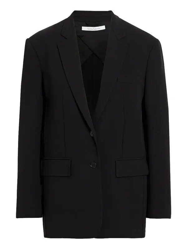 Another Tomorrow Wool-blend Blazer - Black
