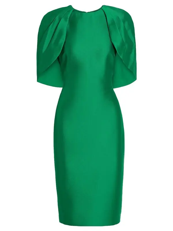 Badgley Mischka Cape-effect Satin-twill Dress - Green