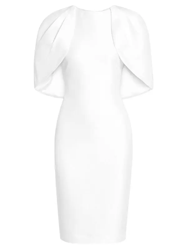 Badgley Mischka Cape-effect Satin-twill Dress - White