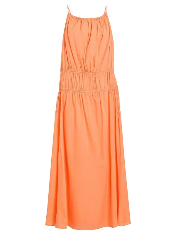 Another Tomorrow Gathered Cotton-voile Maxi Dress - Orange