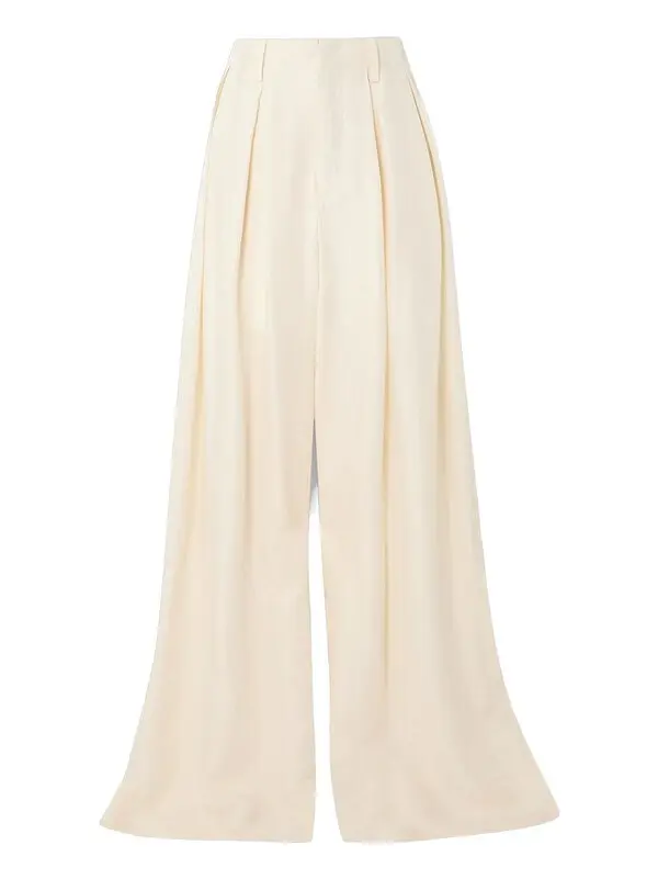 Ralph Lauren Greer Habotai Wide-leg Pants - Ivory