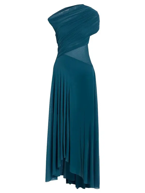 Philosophy Di Lorenzo Serafini One-shoulder Draped Maxi Dress - Petrol
