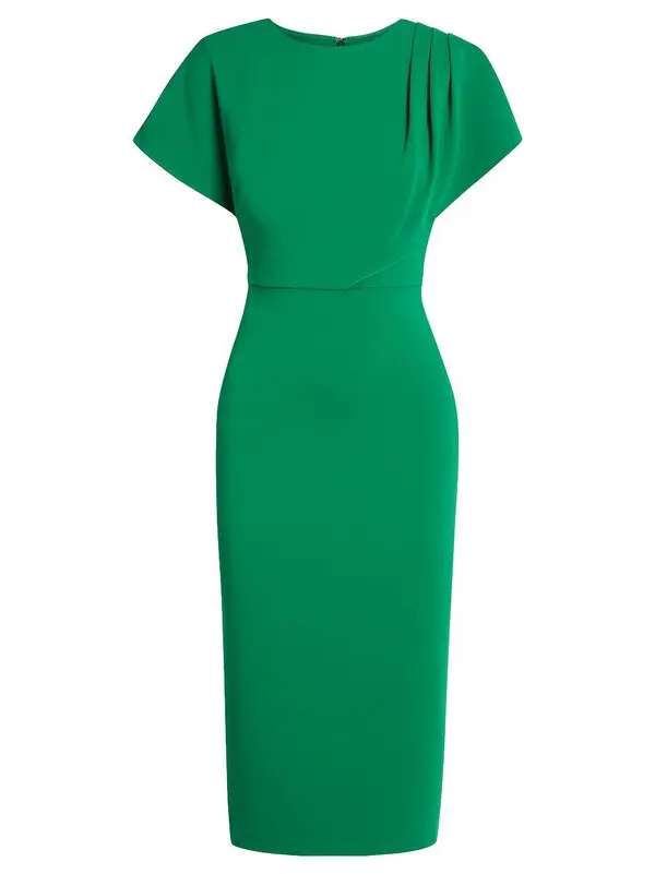 Badgley Mischka Draped Crepe Midi Dress - Green
