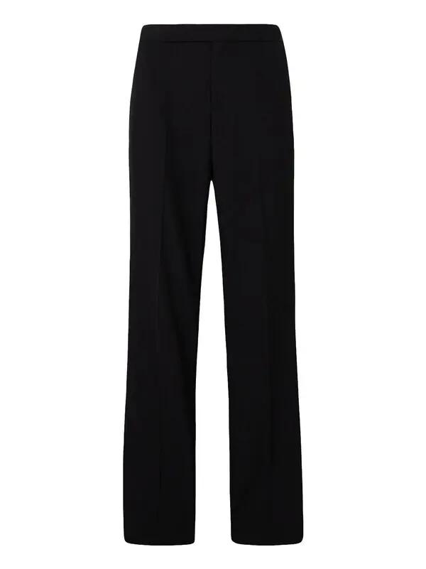 Ralph Lauren Alaina Twill-trimmed Grain De Poudre Wool Pants - Black