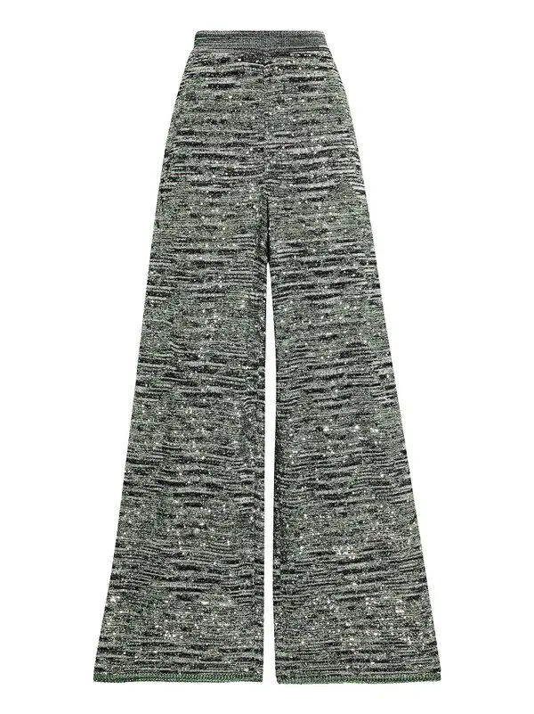 Missoni Sequin-embellished Metallic Crochet-knit Wide-leg Pants - Black