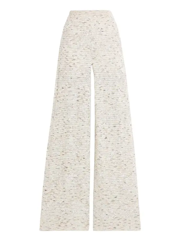 Missoni Sequin-embellished Metallic Crochet-knit Wide-leg Pants - White