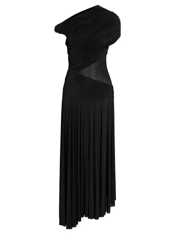 Philosophy Di Lorenzo Serafini One-shoulder Draped Maxi Dress - Black