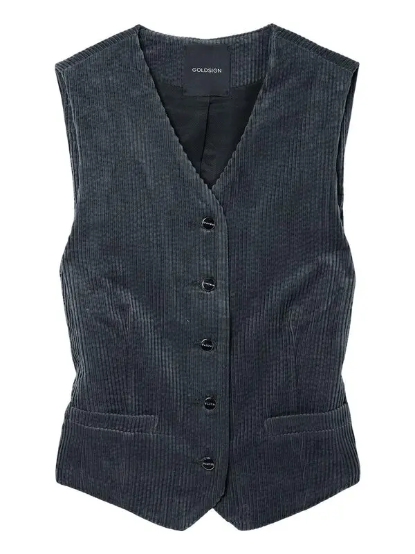 GOLDSIGN The Orten Cotton-corduroy Vest - Charcoal