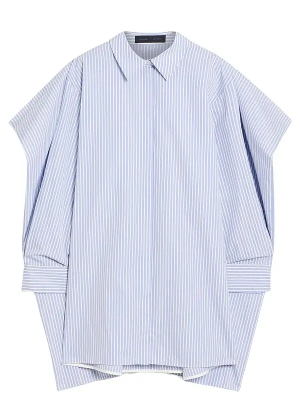 Proenza Schouler Isla Cape-effect Striped Shirt Dress - Light Blue