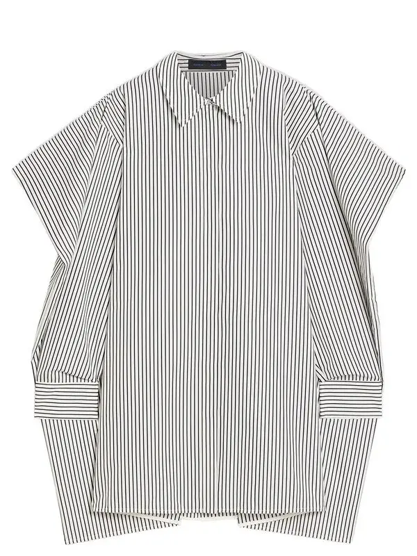 Proenza Schouler Isla Cape-effect Striped Shirt Dress - White