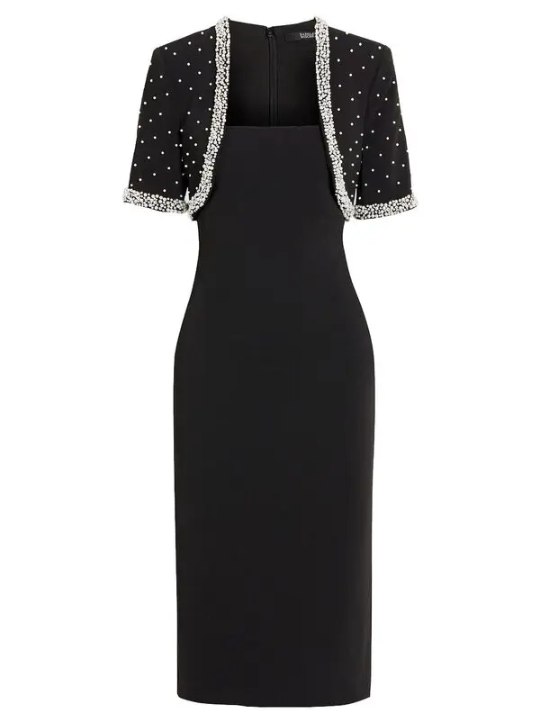 Badgley Mischka Embellished Crepe Midi Dress - Black