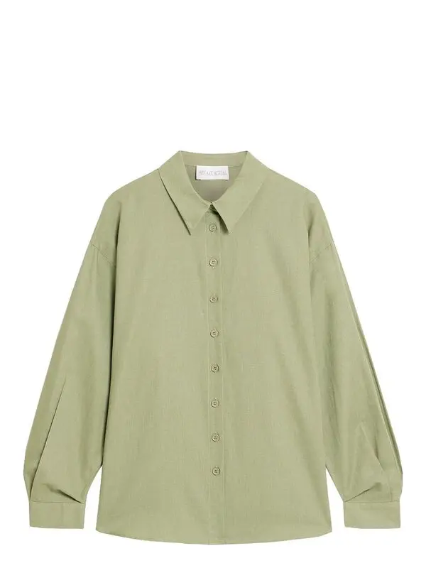 MIKAEL AGHAL Cotton And Linen-blend Shirt - Sage Green