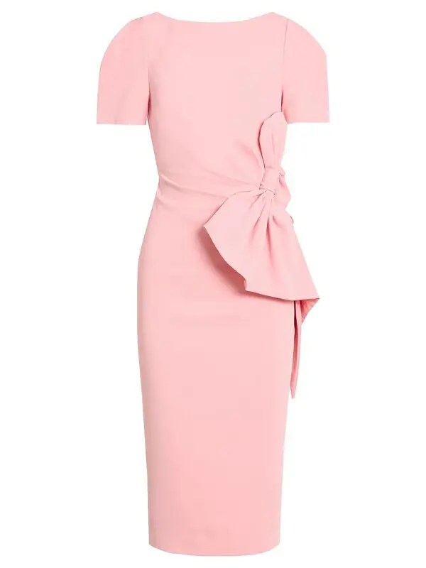 Badgley Mischka Bow-detailed Crepe Midi Dress - Baby Pink