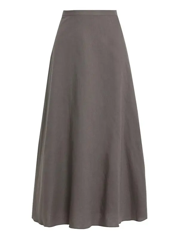MIKAEL AGHAL Cotton And Linen-blend Midi Skirt - Anthracite