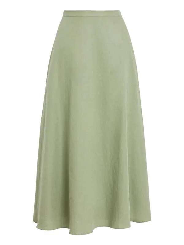 MIKAEL AGHAL Cotton And Linen-blend Midi Skirt - Sage Green