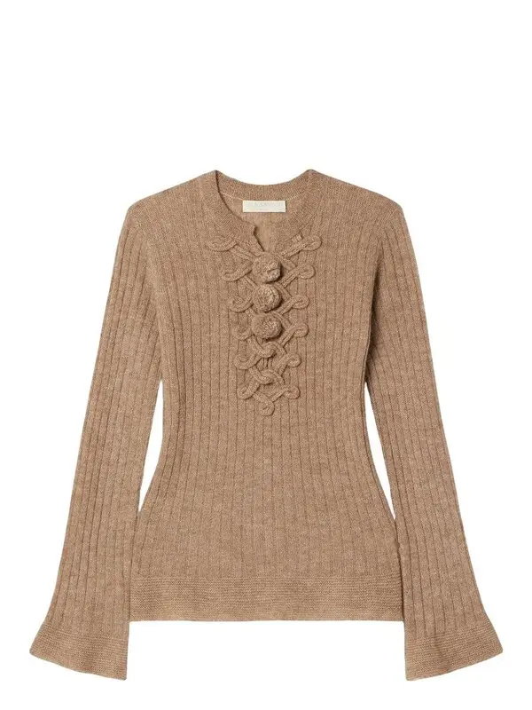 Ulla Johnson Magda Pompom-detailed Alpaca-blend Sweater - Camel