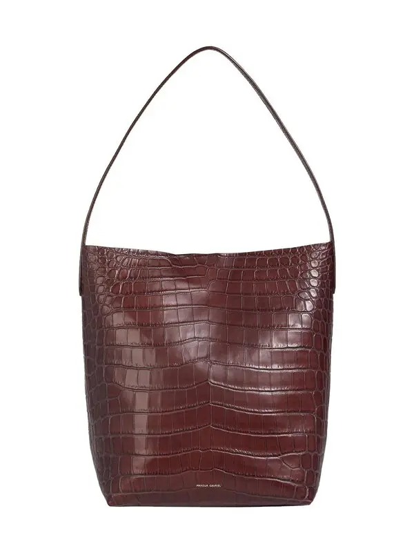 MANSUR GAVRIEL Everyday Cabas Croc-effect Leather Tote - Chocolate