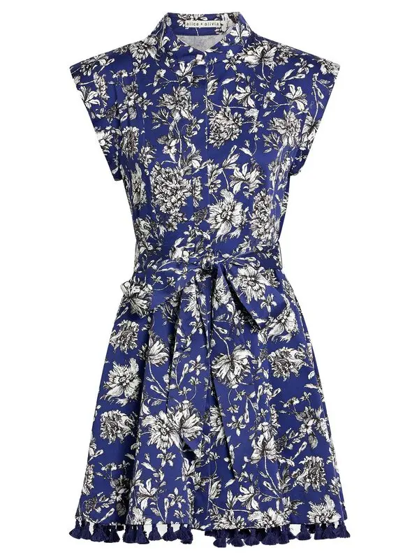 Alice + Olivia Lucy Floral-print Mini Dress - Indigo