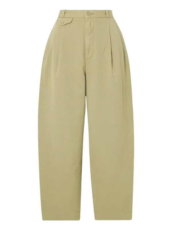 AGOLDE Becker Pleated Cotton-twill Tapered Pants - Sage Green