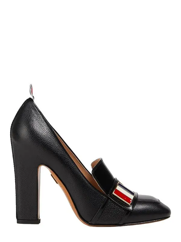 Thom Browne Embellished Pebbled-leather Pumps - Black