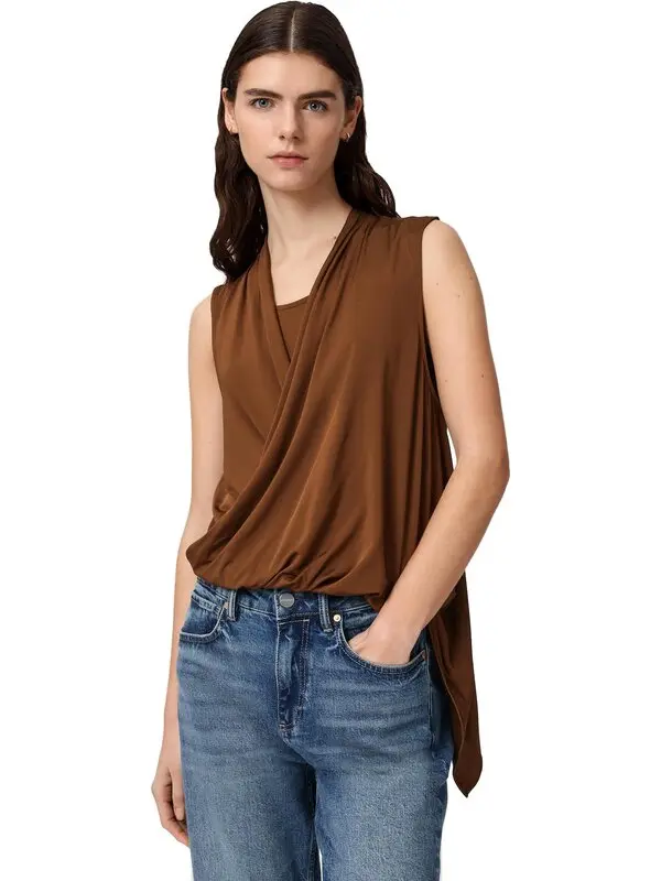 ALLSAINTS Adaline V-neck Wrap Top - Brown